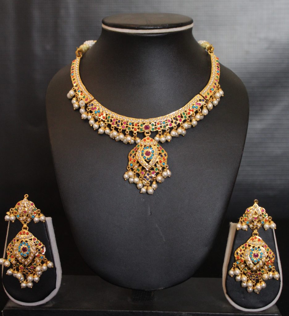Jadao Nauratan Necklace Set - Elegant Pearls & Jewellery Collection